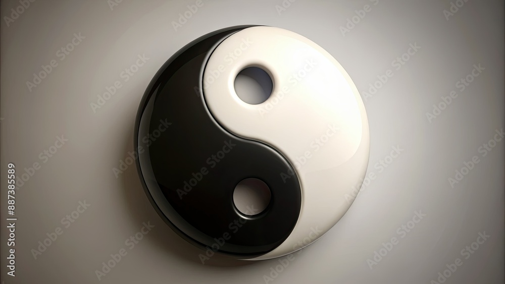 Black and white yin yang symbol on a neutral background, elegantly ...