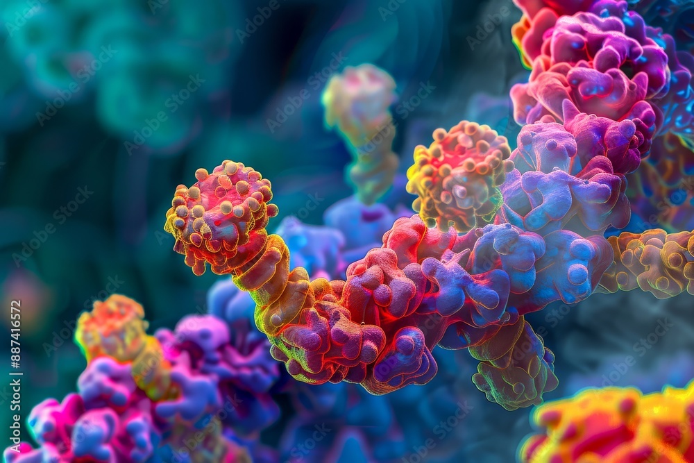Ribosomes: A high-magnification image of ribosomes attached to the ...
