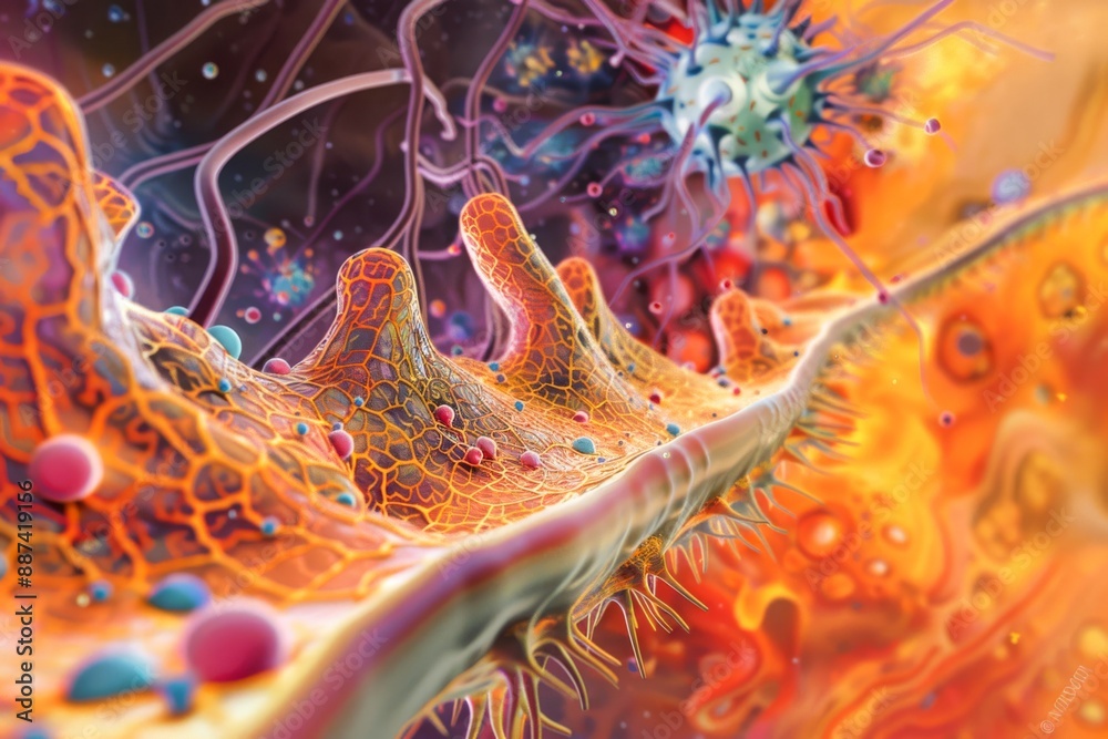 Synaptic Cleft: A detailed view of the narrow synaptic cleft between ...