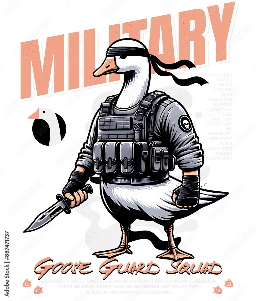 Goose Guard Quack Squad Honk Military Duck Army - Aesthetic Graphic for ...