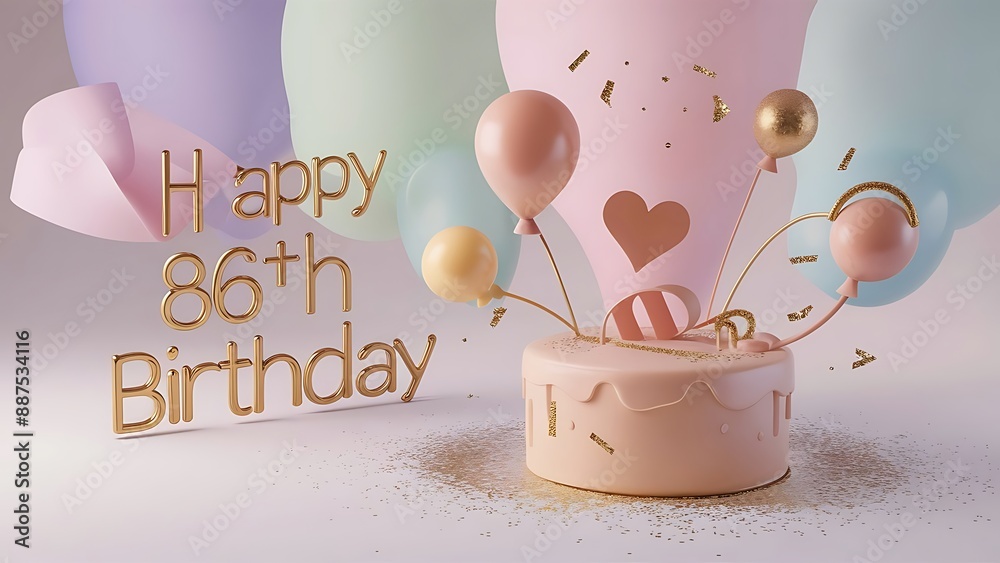 Minimalist 3D Pastel theme Happy 86th Birthday Background With ...