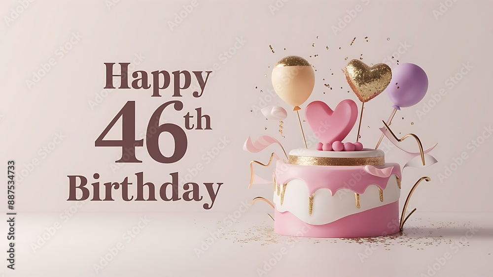Minimalist 3D Pastel theme Happy 46th Birthday Background With ...