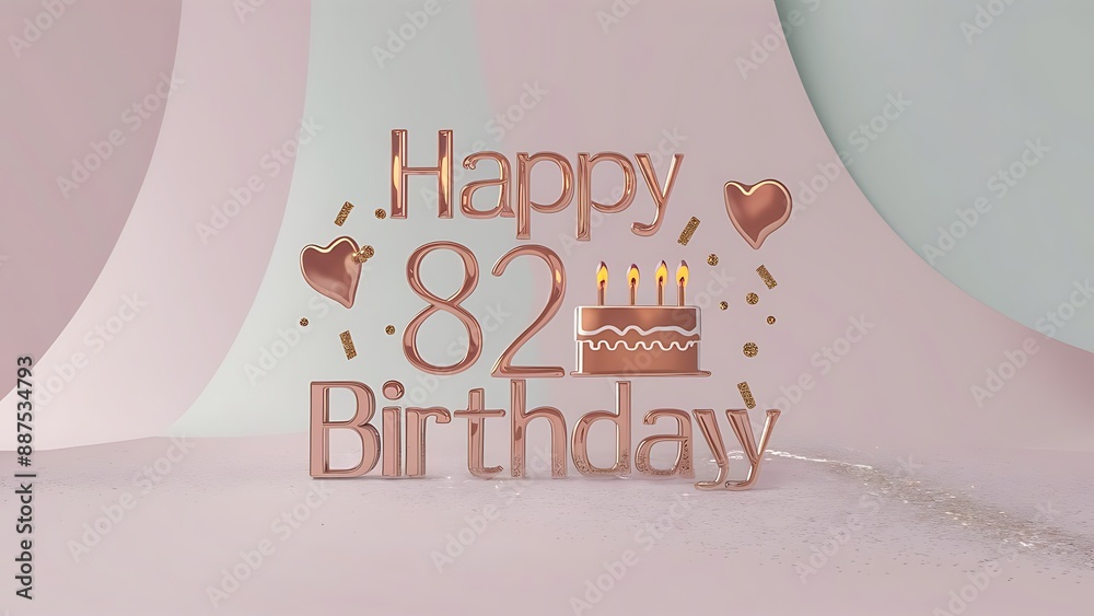 Minimalist 3D Pastel theme Happy 82nd Birthday Background With ...