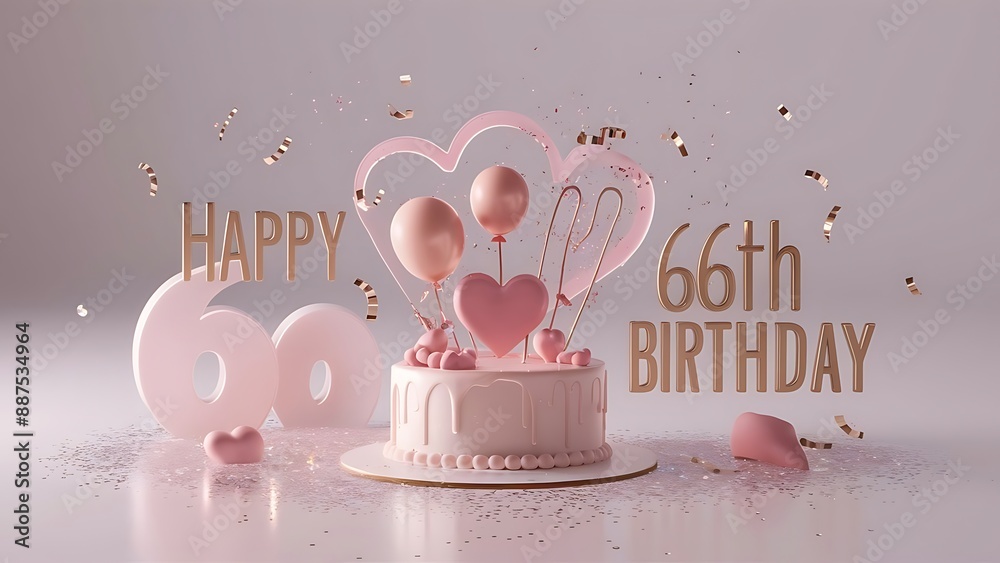 Minimalist 3D Pastel theme Happy 66th Birthday Background With ...