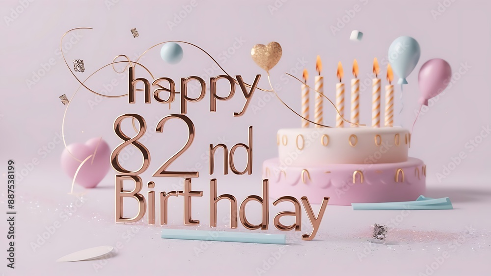 Minimalist 3D Pastel theme Happy 82nd Birthday Background With ...