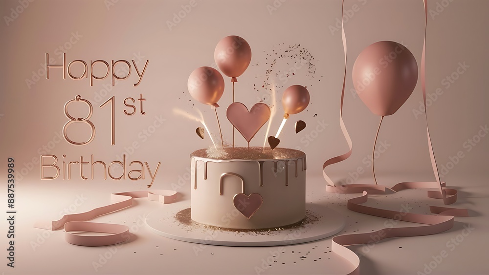 Minimalist 3D Pastel theme Happy 81st Birthday Background With ...