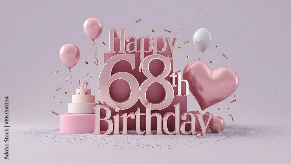 Minimalist 3D Pastel theme Happy 68th Birthday Background With ...