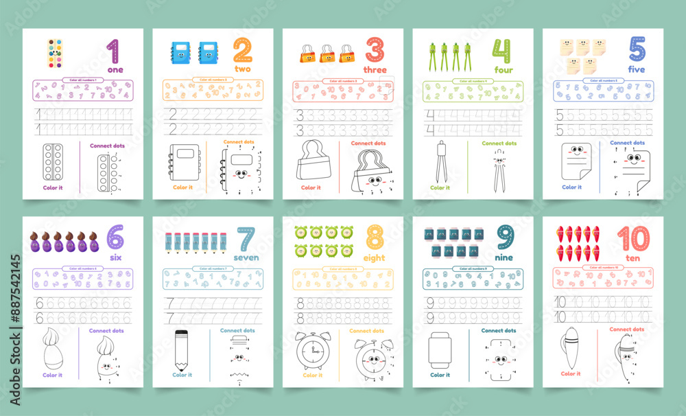 Activity worksheets for kids with many exercises. Learning numbers from ...