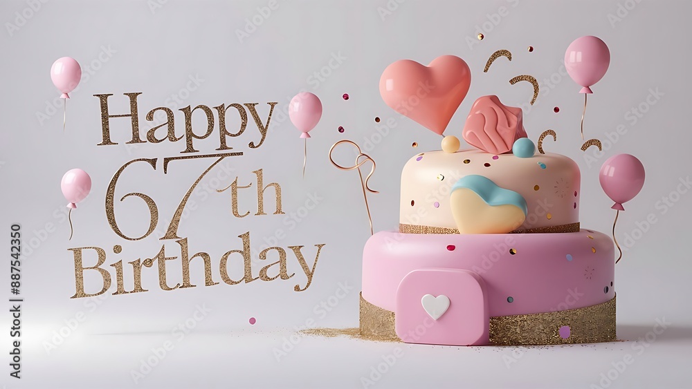 Minimalist 3D Pastel theme Happy 67th Birthday Background With ...