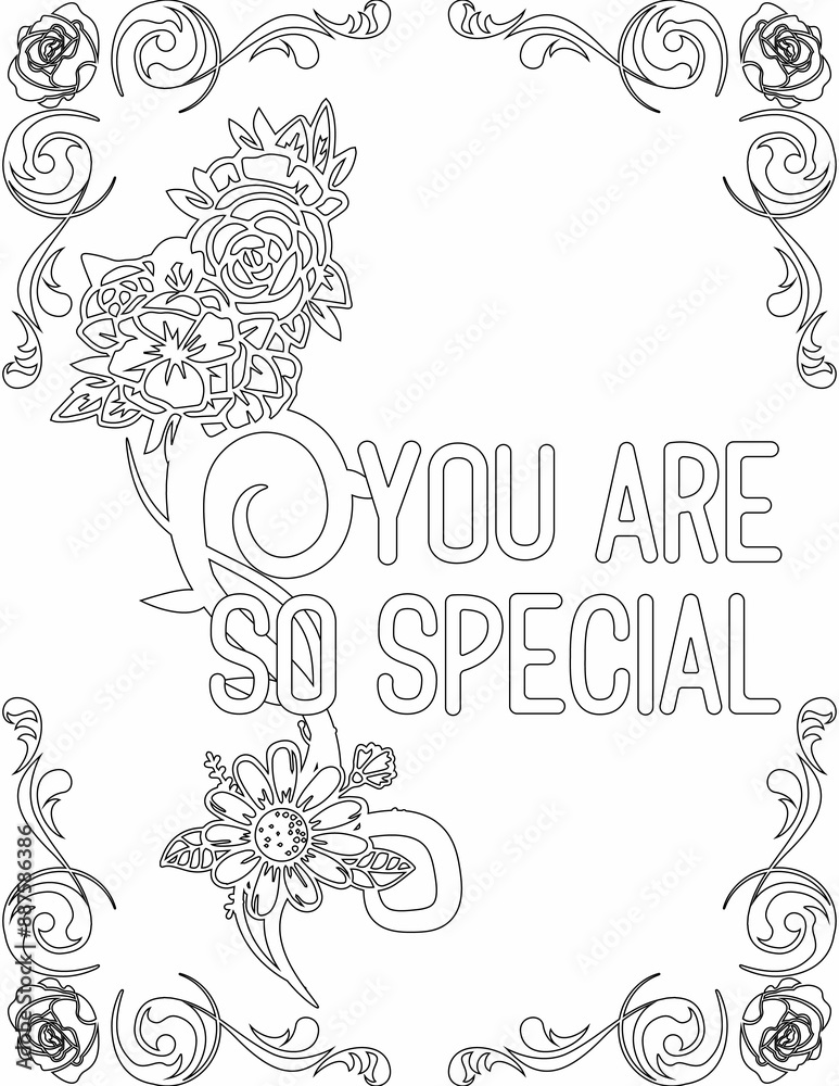 Printable floral coloring page for kids and adults with inspirational ...