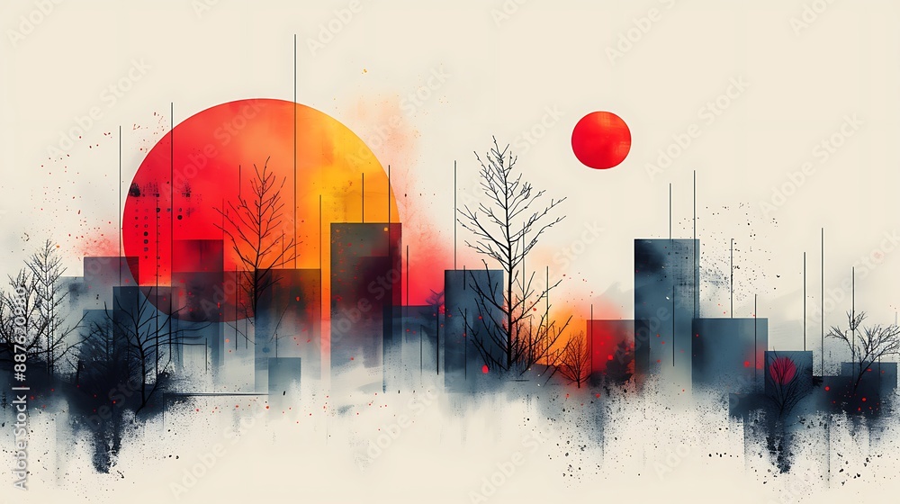 Subtle, neutral-colored vector illustrations representing an emerging ...