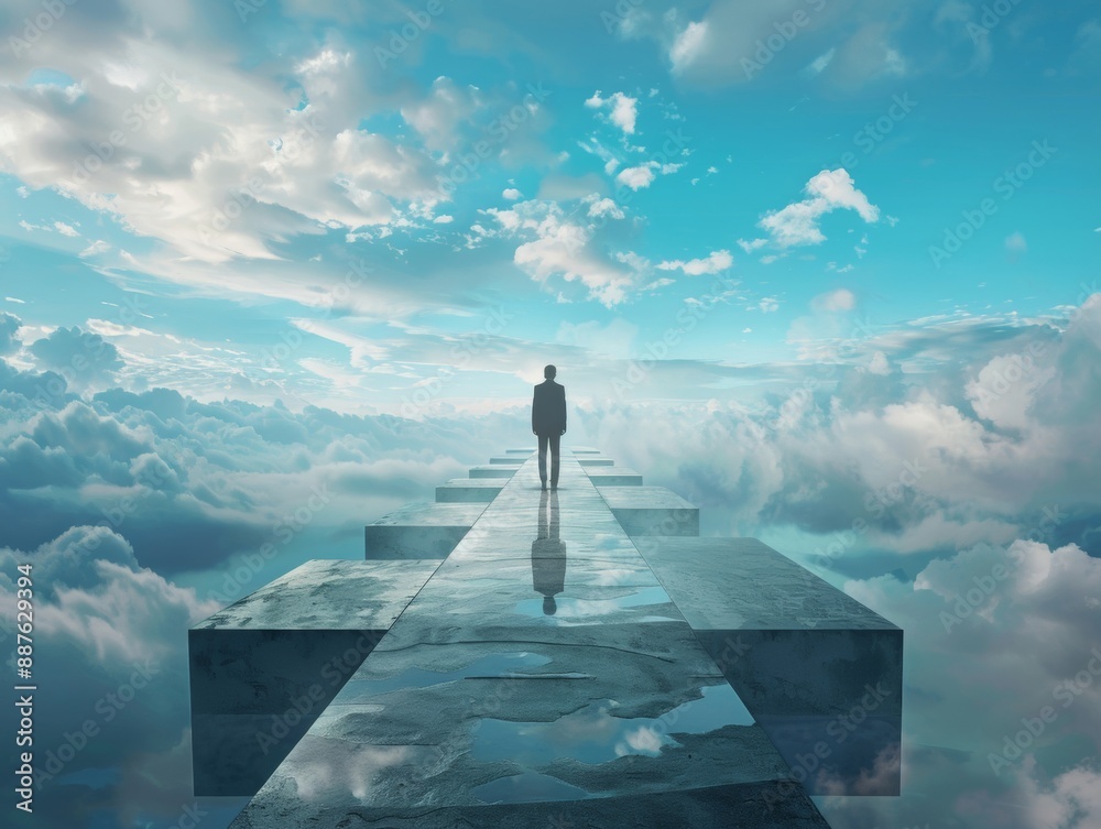 Visualize the path to success as a clear roadmap, adorned with defined ...