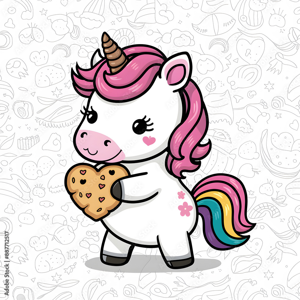 Unicorn line art for children coloring book illustration. Cute cartoon ...