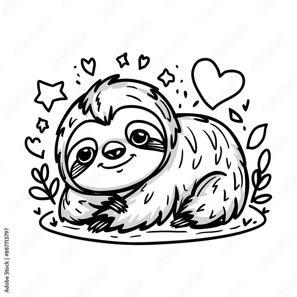 Stock-Illustration „Sloth line art for children coloring book ...