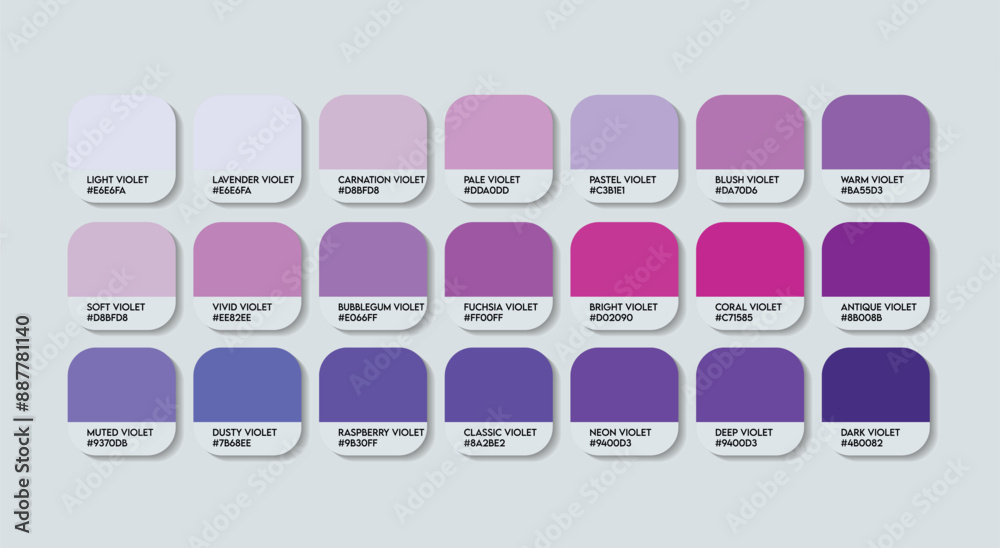 Vector de Stock Violet Color Palette, Violet Color Guide Palette with ...