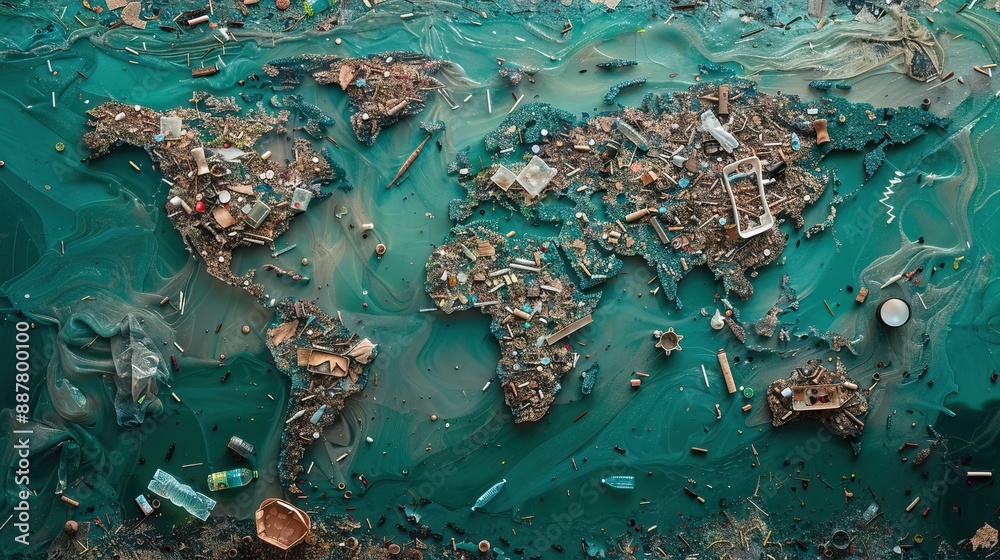 World of plastic - map made of plastic bottles, ecology and ...