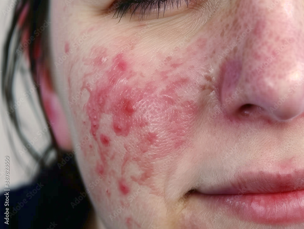 Rosacea & Skin Conditions : Women's Faces, Treatment. Close-up of ...