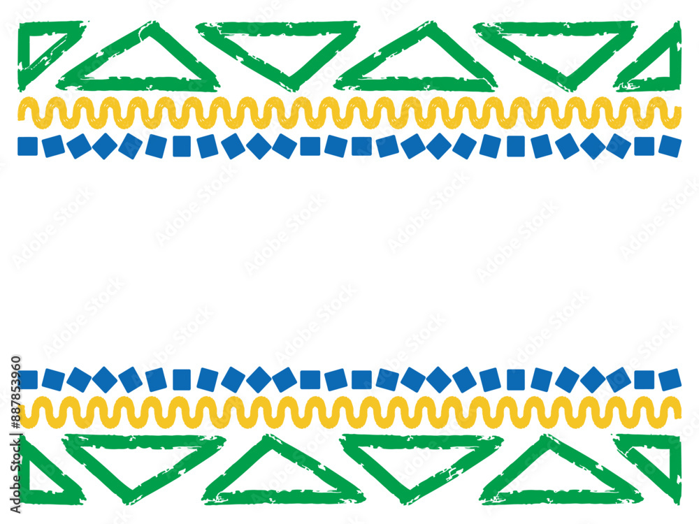 Abstract shapes with the colors of the Brazilian flag which are green ...