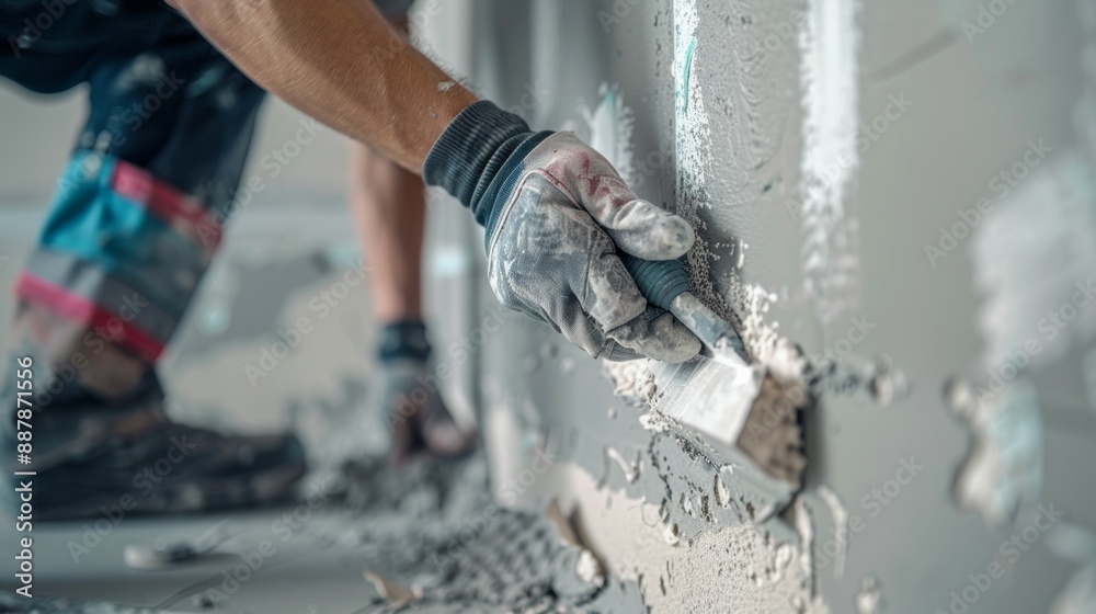 A close up shot of a worker using a specialized tool to widen a ...