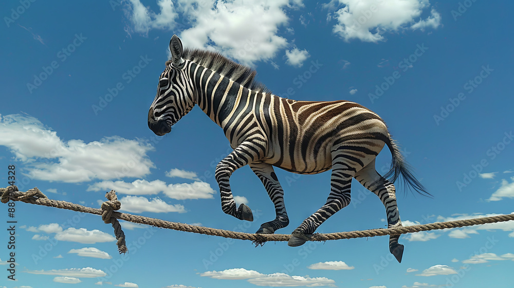 Стокова ілюстрація zebra in the sky walking on the rope | Adobe Stock