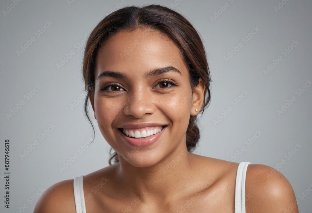 Portrait view of a regular happy smiling Dominican Republic woman ...
