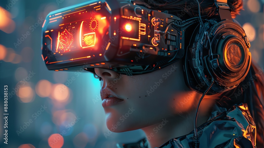 Modern gaming technology with VR immersion, motion capture, and ...