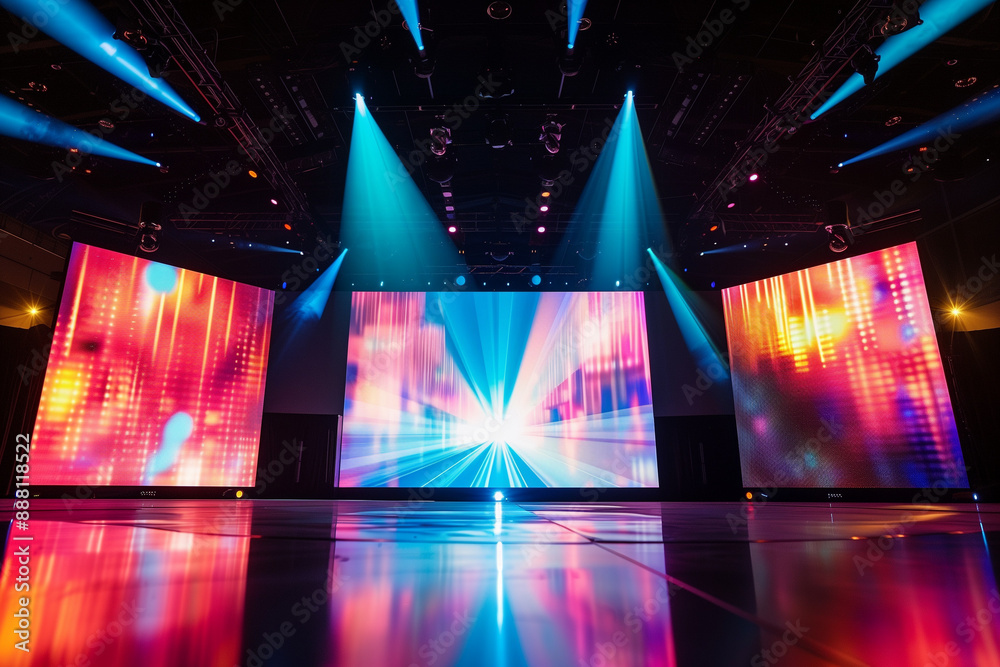 Foto Large led projection screens. Colorful abstract background. Light ...