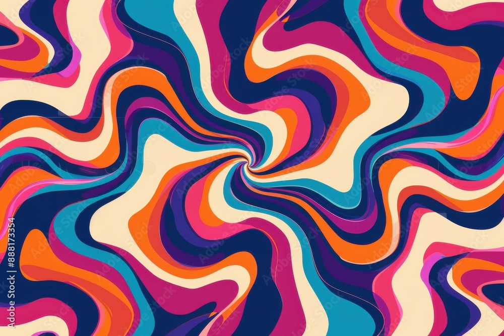 Retro 70s-inspired backgrounds with energetic patterns: groovy waves ...