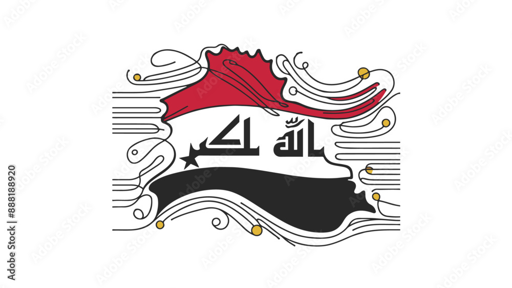 iraq flag one continuous line drawing Stock Vector | Adobe Stock