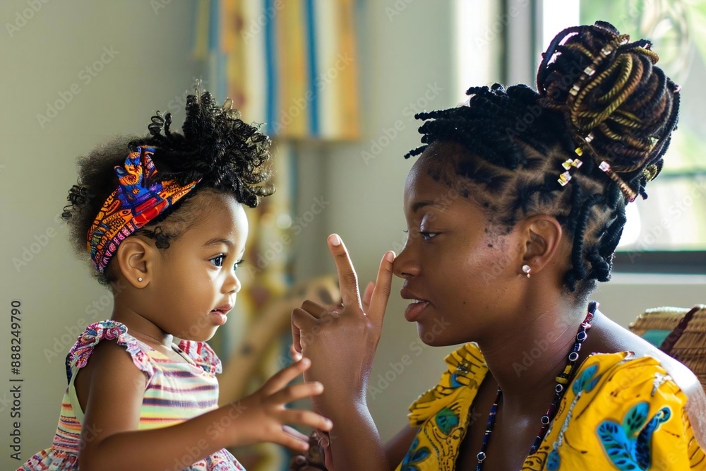 Foto de Stock Learning Together: Young Black Woman and Her Daughter ...