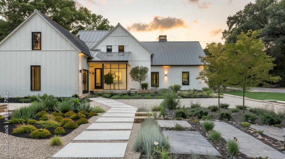 modern suburban farmhouse with clean lines and a neutral color palette ...