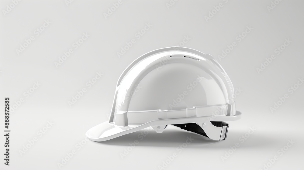 A sleek and modern white hard hat displayed in a side profile view ...