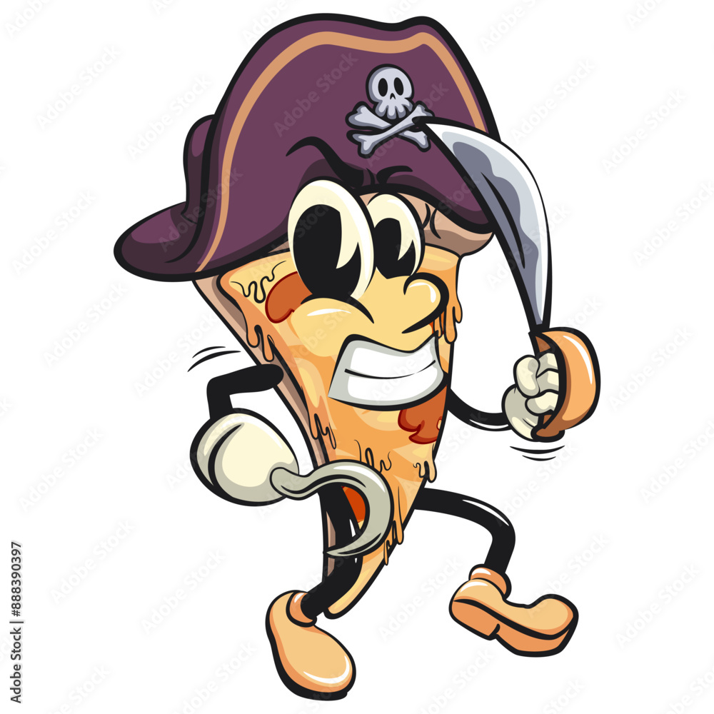 character of a slice pizza cartoon vector isolated clip art mascot ...