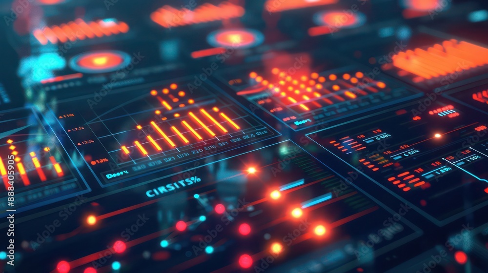 High-tech digital art showing a real-time credit risk monitoring ...