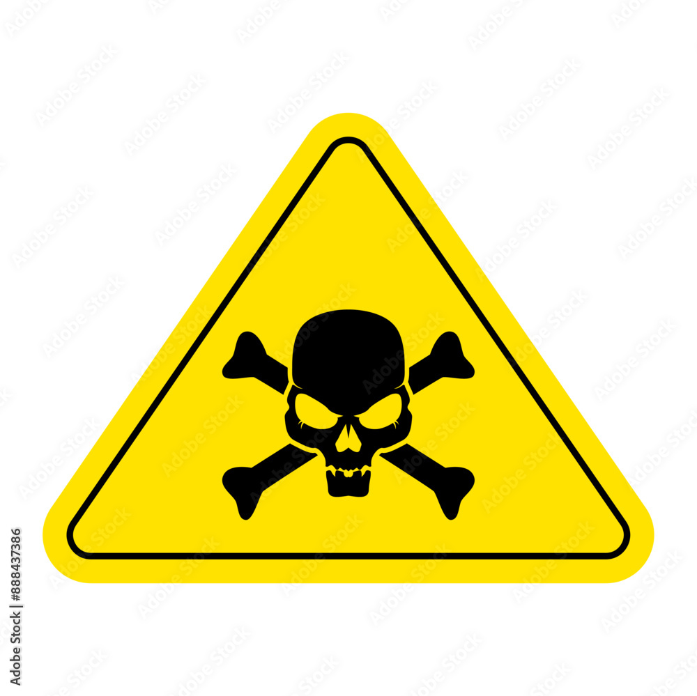 Warning, hazardous symbol featuring a skull icon. Cautionary skull ...