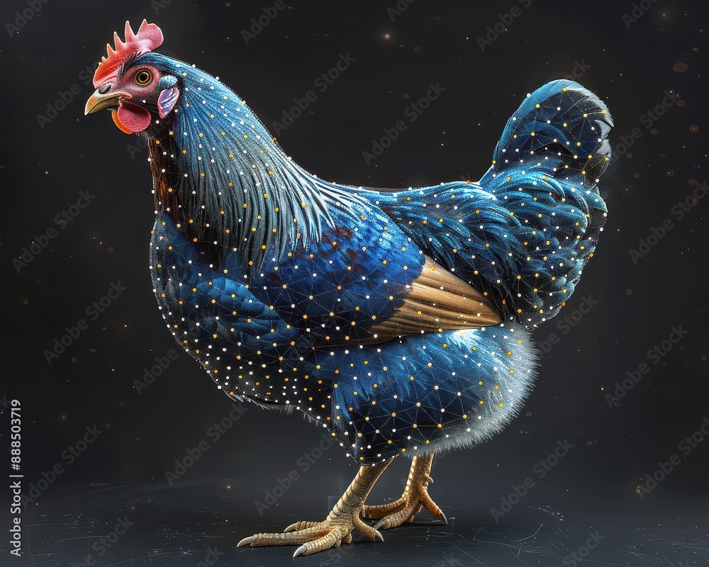 Stunning image of an intricately detailed blue and gold speckled ...