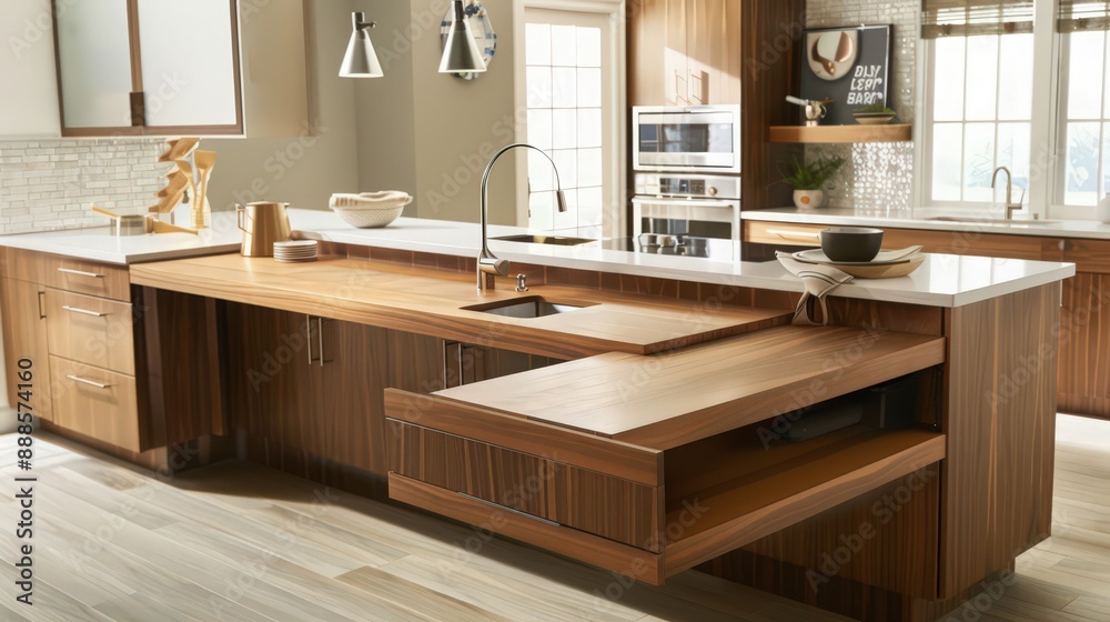 Describe the role of adjustable-height countertops and cabinets in ...