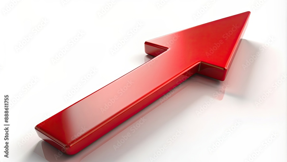 Abstract red arrow pointing upwards on a white background, abstract ...