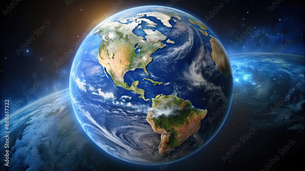 4K realistic render of a huge planet Earth from space, earth, planet ...