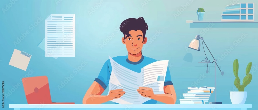 Education administrator managing student enrollment paperwork for the ...
