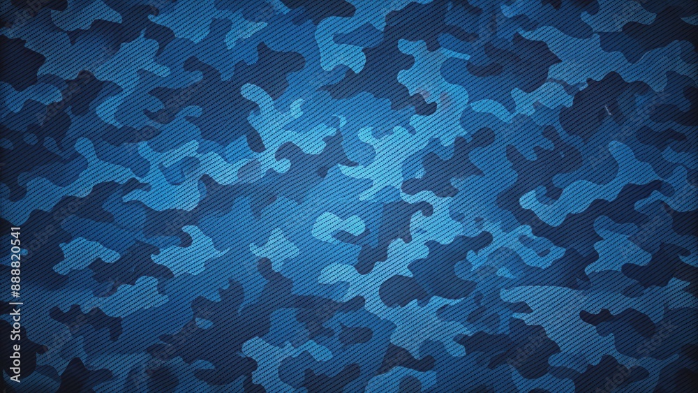 Dark blue abstract camouflage background with intricate blue texture ...