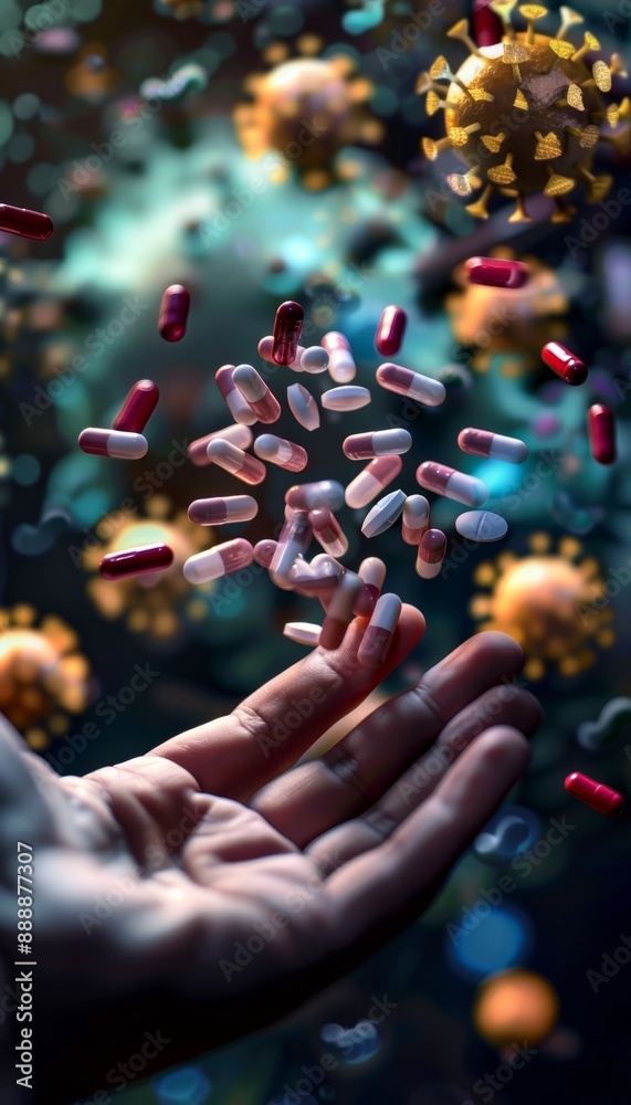 Hepatitis b virus antiviral medication realistic image of ongoing ...