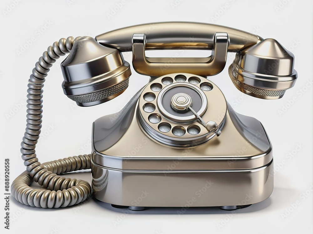 Retro vintage old-fashioned rotary dial telephone stands alone on ...