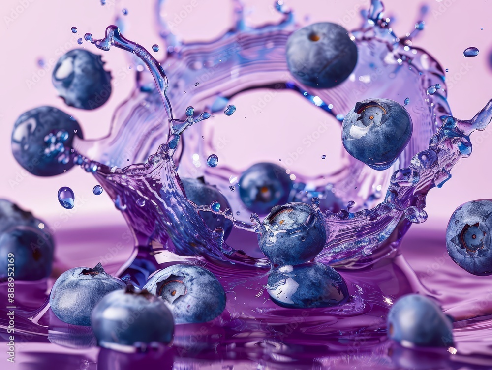 Photography of circular blueberry juice splash swi 206 water, bubble ...