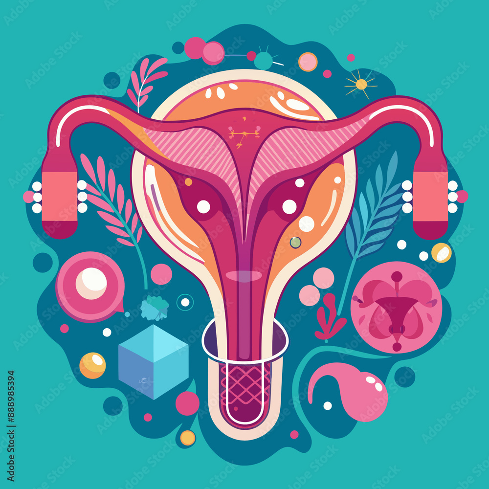 Detailed anatomical illustration of the female reproductive system ...