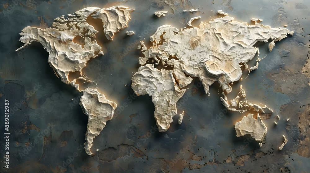 Mapa mundi hecho con piedras Stock Photo | Adobe Stock