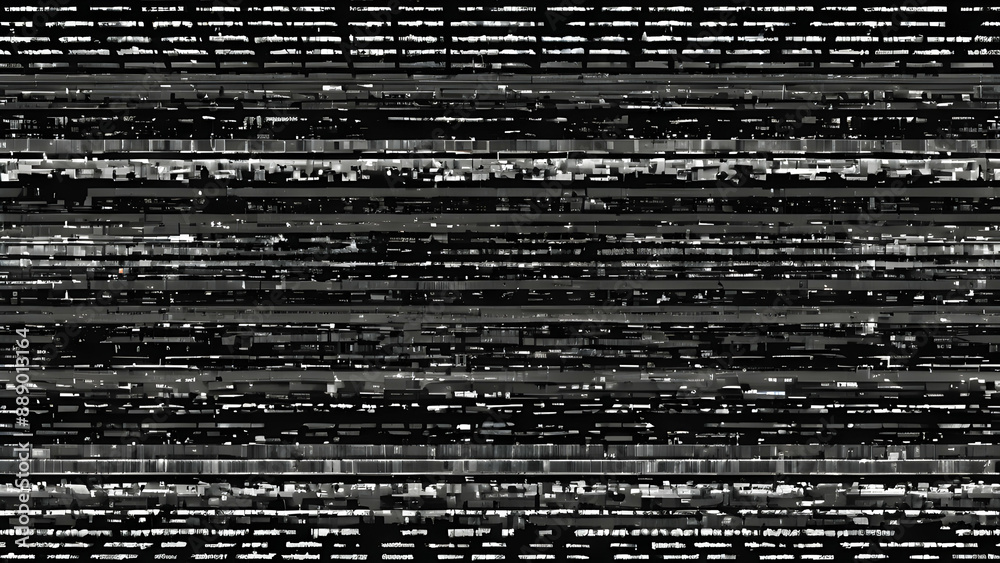 Seamless black and white retro tv or vhs signal static noise pattern, overlay vintage grunge ...