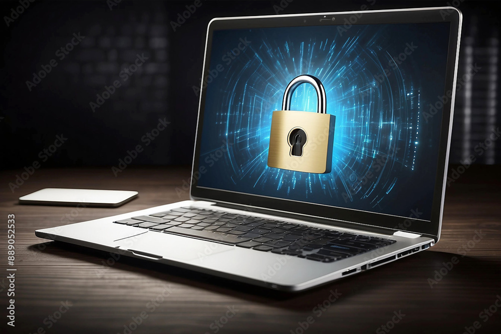 Stock-Illustration „Lock the computer. Photo laptop with padlock ...