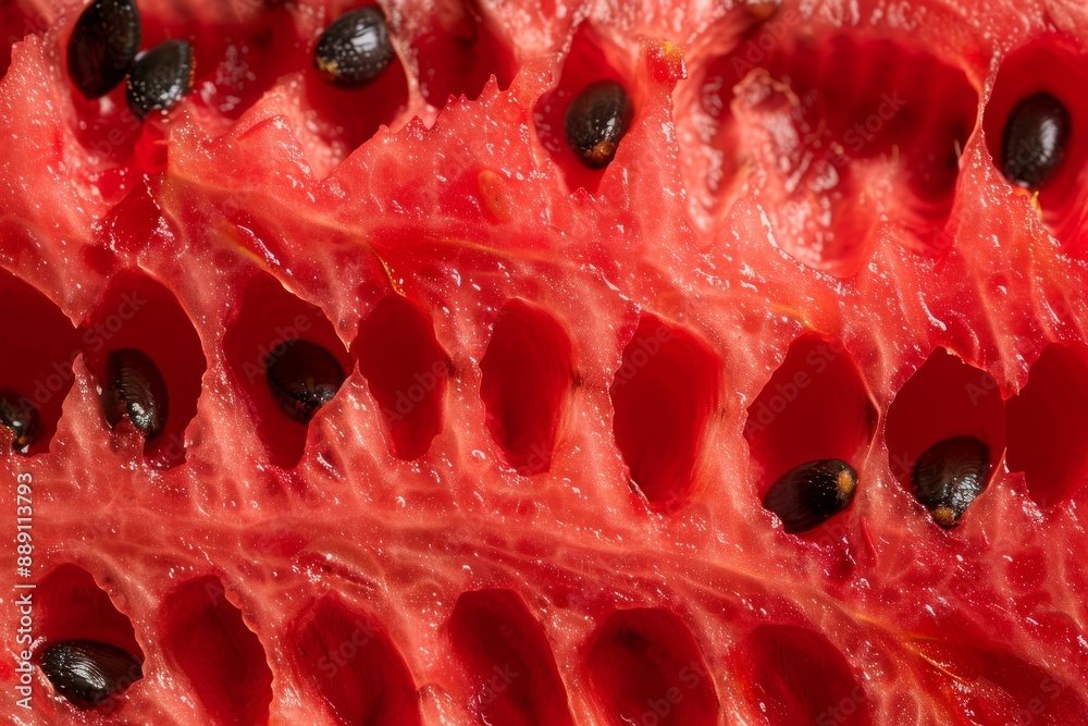 Watermelon pulp and seeds of watermelon close-up . Beautiful simple AI ...
