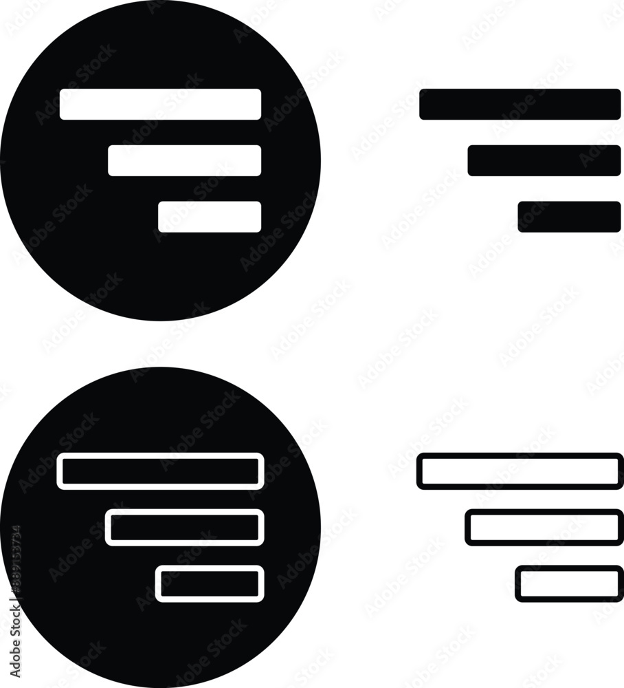 Menu icons set black flat and line vector collection UI Design Elements. Interface Design ...